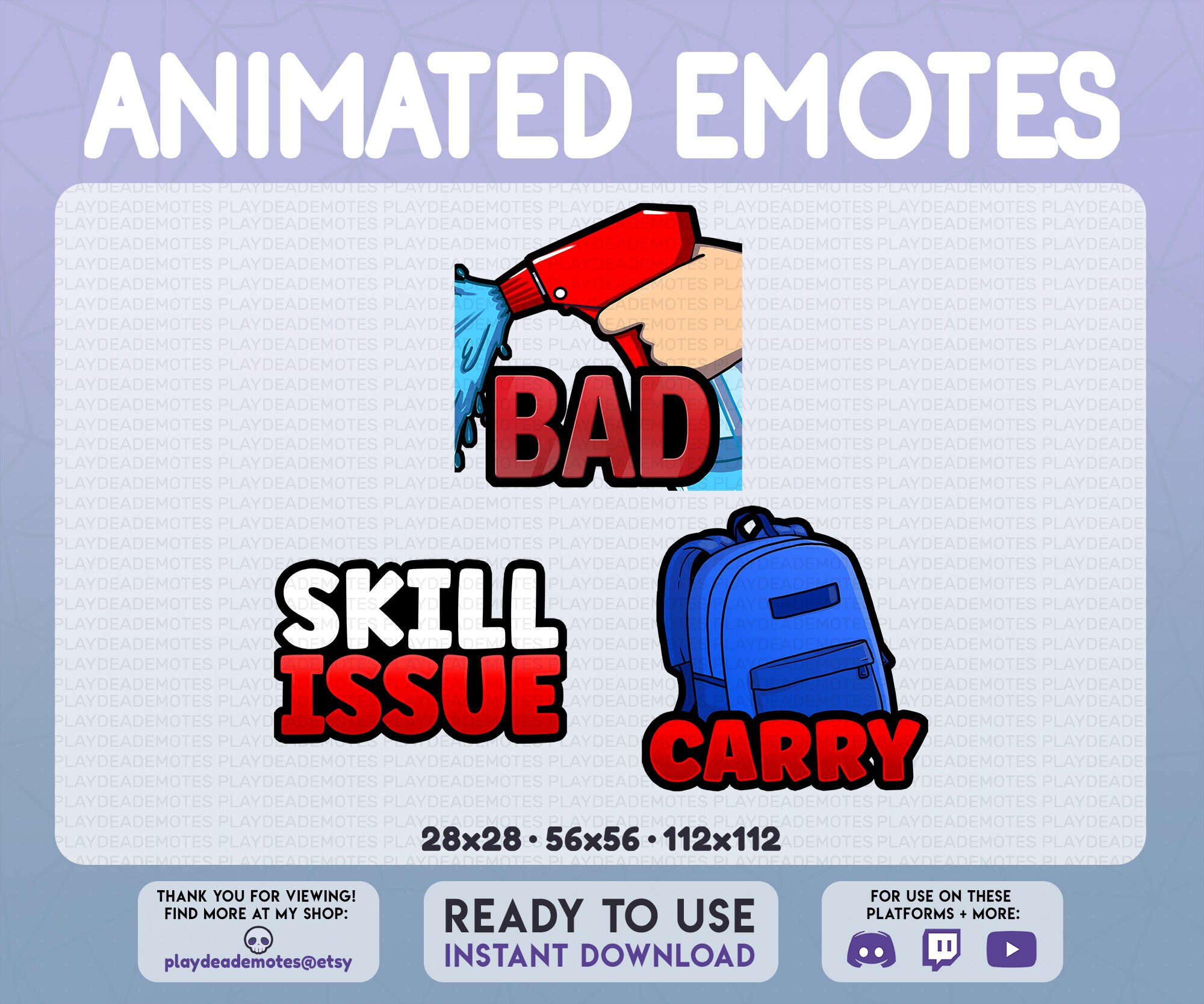 ANIMATED EMOTE 3-PACK Skill Issue, Carry, Spray Bottle Emotes Animated ...