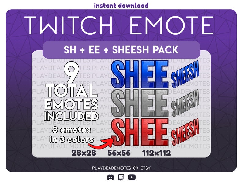 SH + EE + SHEESH Twitch Emote Pack | Sheesh Twitch + Discord Emotes in ...