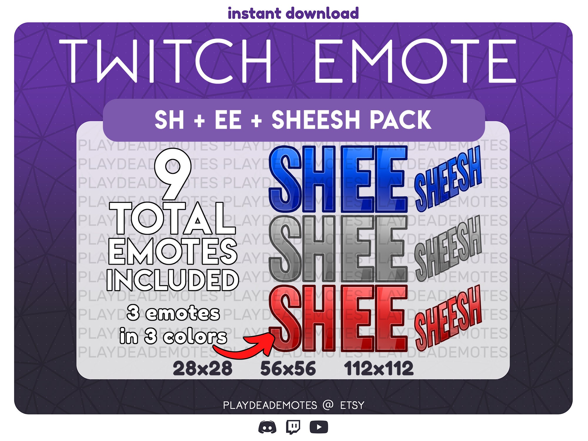 SH + EE + SHEESH Twitch Emote Pack | Sheesh Twitch + Discord Emotes in ...