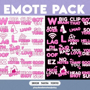25-pack Kawaii Pink Emote Bundle #2 | Cute Pink Heart Emotes | 25 ...