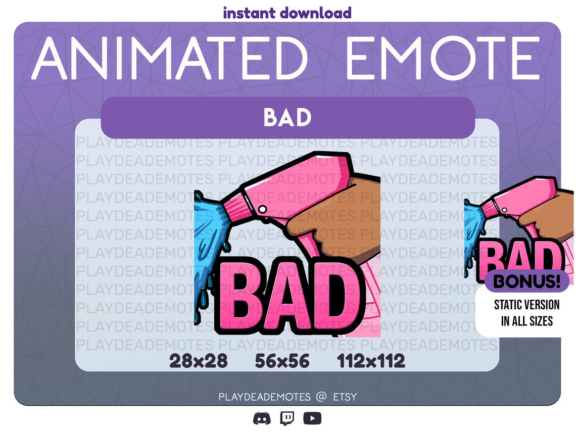 ANIMATED STATIC Pink Spray Bottle BAD Emotes Animated in 3 Speeds ...