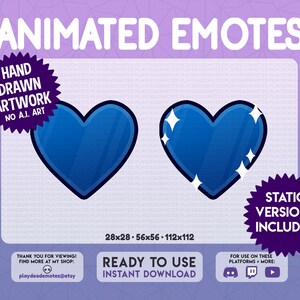 Animated Blue Heart Emotes | 2 ANIMATED + 2 STATIC Kawaii Animated Blue ...