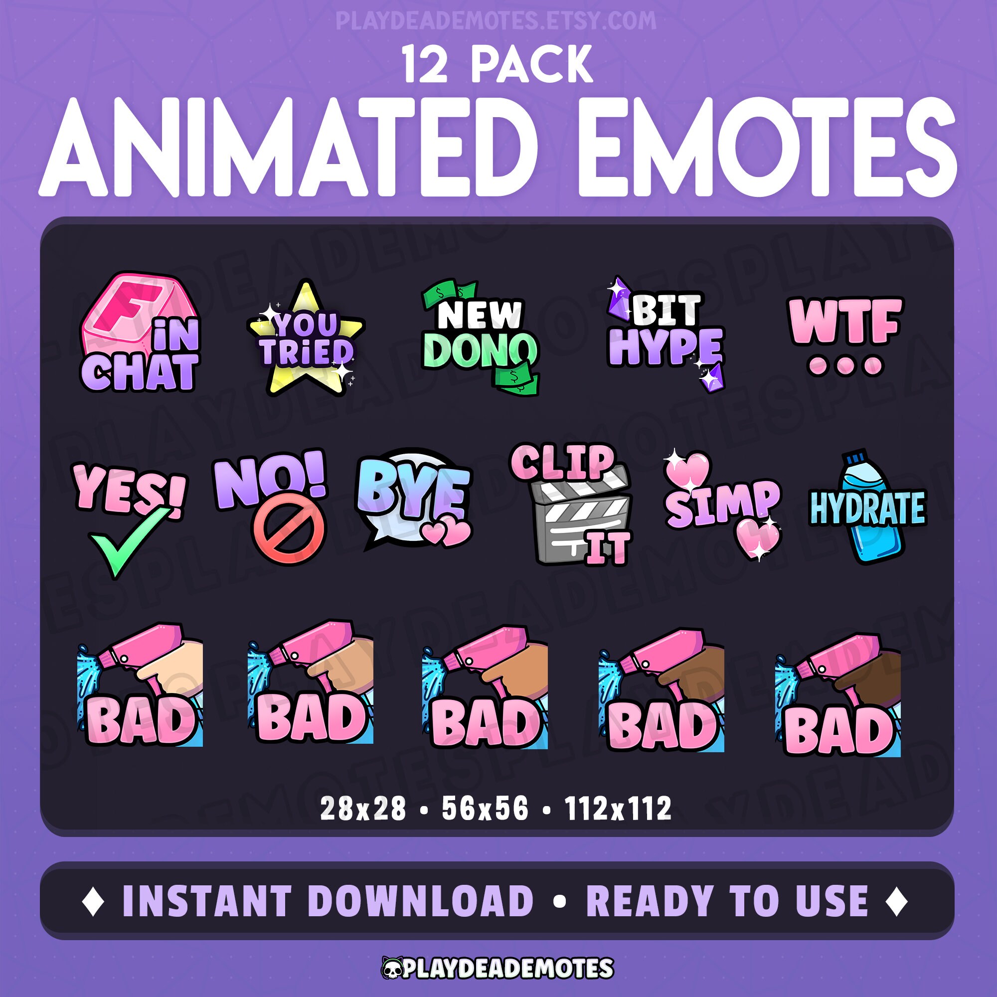 24 ANIMATED EMOTES Starter Pack Animatedstatic Versions Included ...