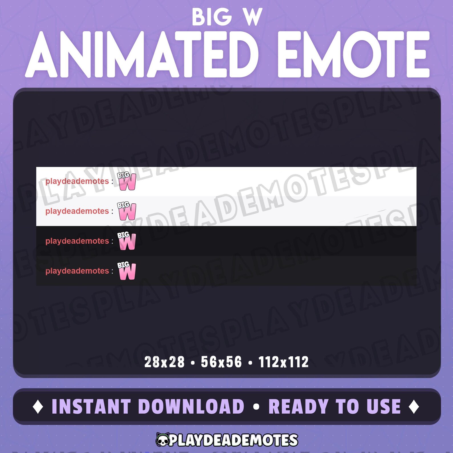 Animated BIG W Emote in Soft Pastel Pink (animated+static) (digital ...