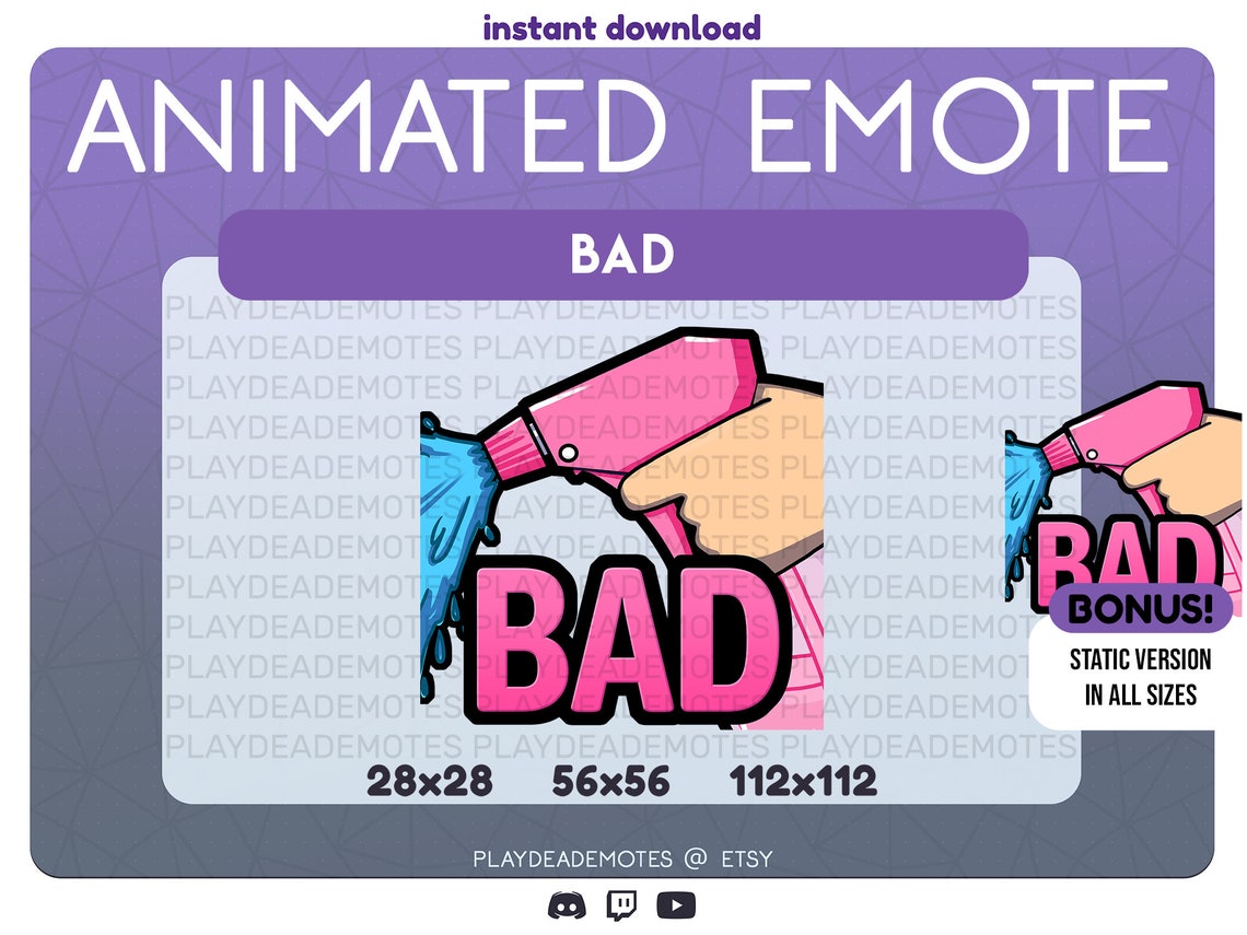 ANIMATED + STATIC Pink Spray Bottle BAD Emotes | Animated in 3 Speeds ...