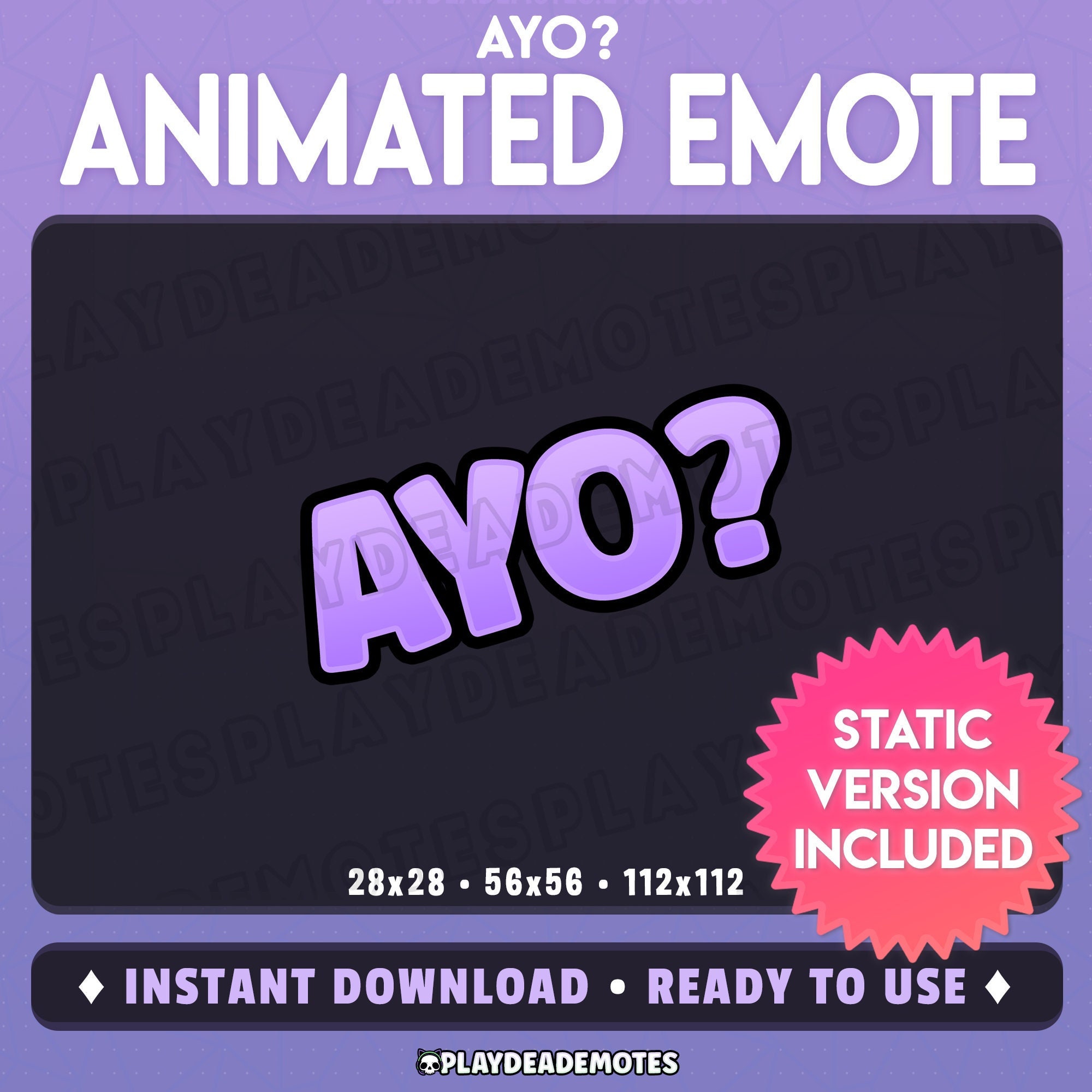 ANIMATED AYO? EMOTE | Animated + Static Versions Included; Soft Pastel Purple Kawaii Cute Ayo ...