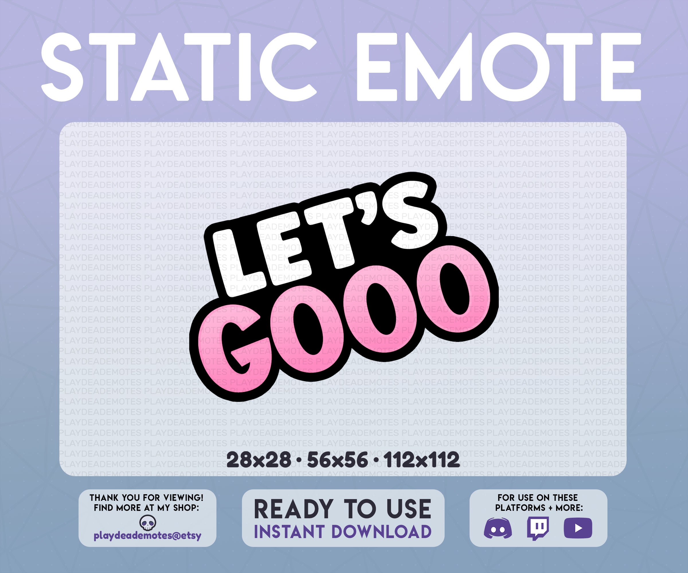 LET'S GOOO EMOTE | Kawaii Cute Pink Let's Go Emote, Static Let's Gooo Emote, Lets Goooooo Emote ...