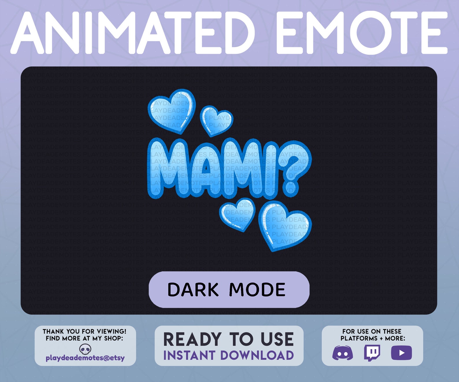 ANIMATED STATIC Mami Emote Kawaii Cute Bright Blue Mami Emote, Blue ...