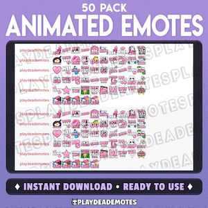 50 Animated Emotes: Soft Pastel Pink Emote Pack (animated+static ...