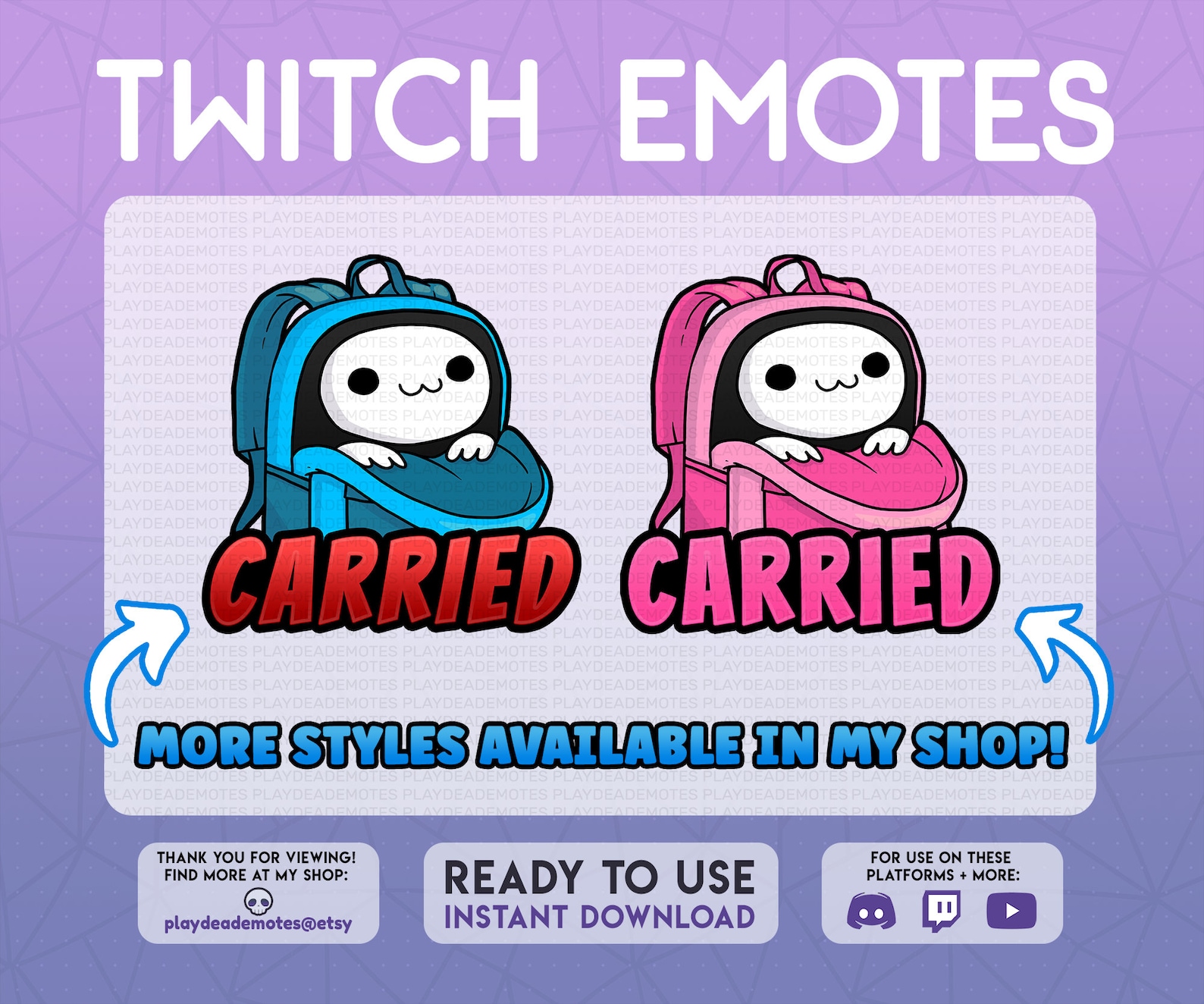 Pink CARRY Emote Cute Pink Carry Emote Pink Carry Text Emote, Backpack ...