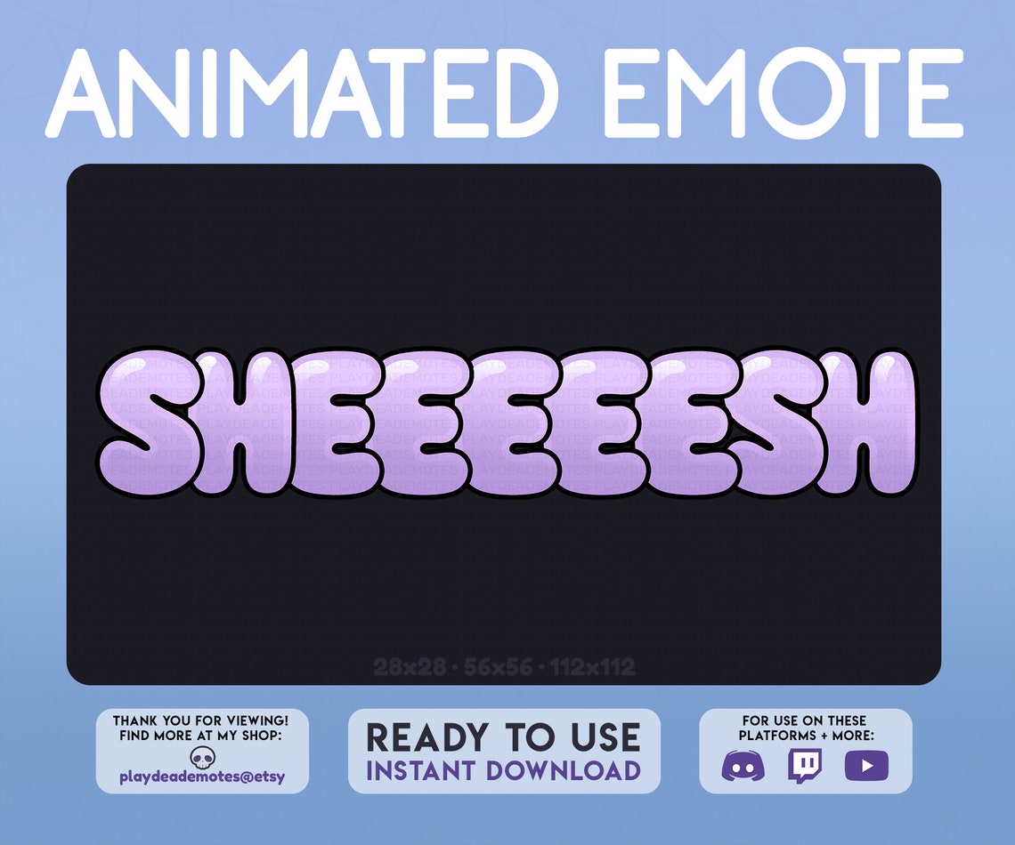 ANIMATED SHEEEEESH EMOTE Kawaii Purple Animated Sheesh Emote, Cute ...