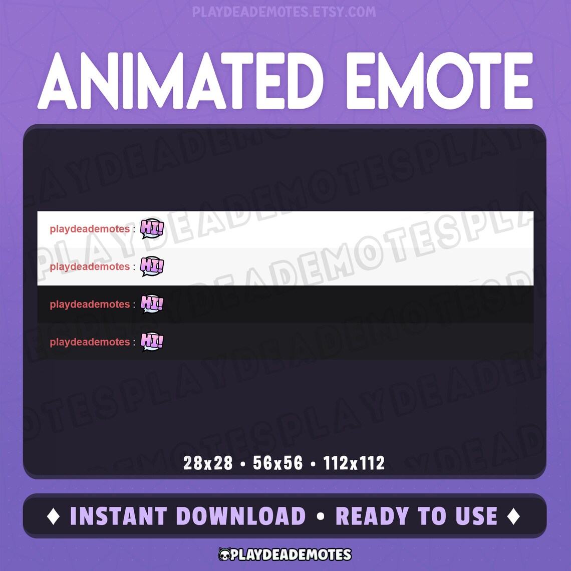 ANIMATED HI EMOTE Animated Static Version Included Pastel Purple Pink ...