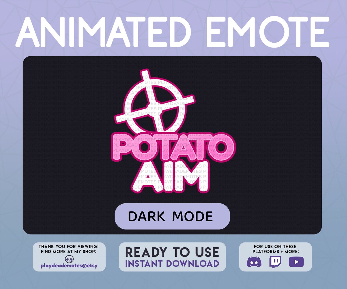 ANIMATED + STATIC Potato Aim Emote | Cute Kawaii Pink Animated Potato ...