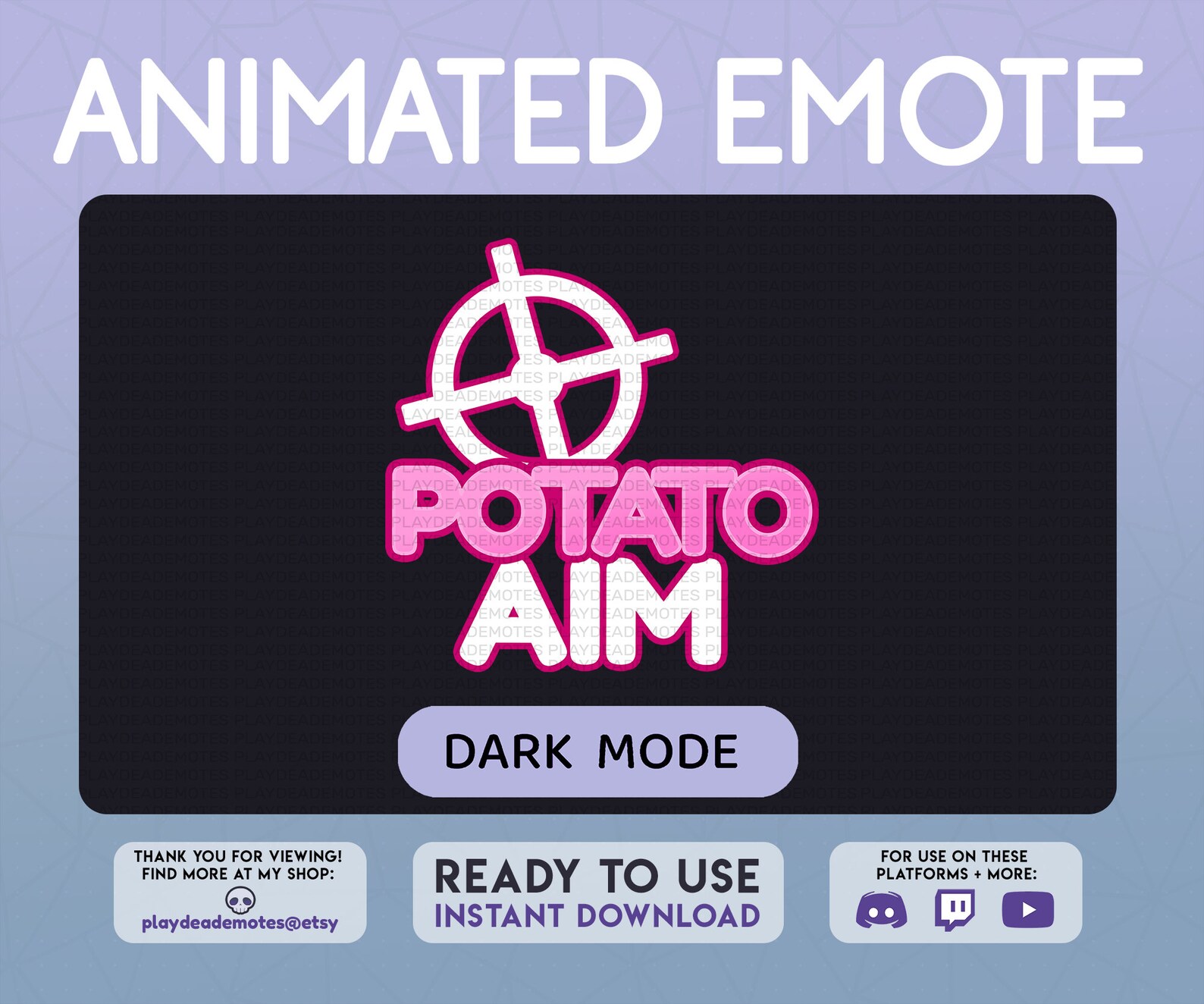 ANIMATED + STATIC Potato Aim Emote | Cute Kawaii Pink Animated Potato ...
