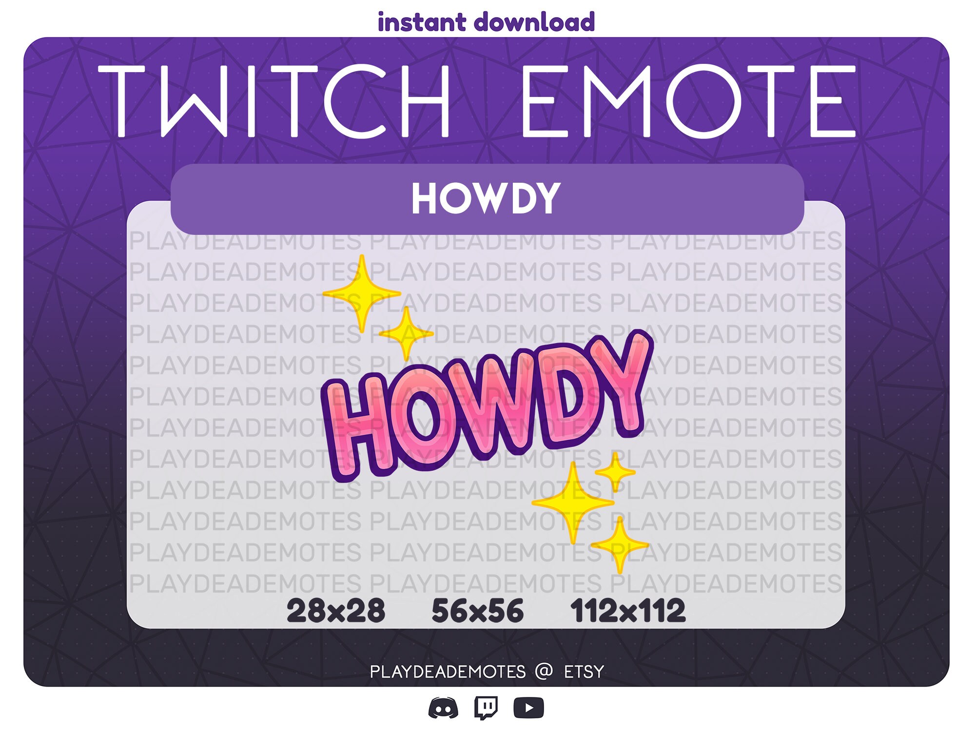 Cute Kawaii Pink Howdy Twitch Emote Kawaii Minimal HOWDY Discord Emotes ...
