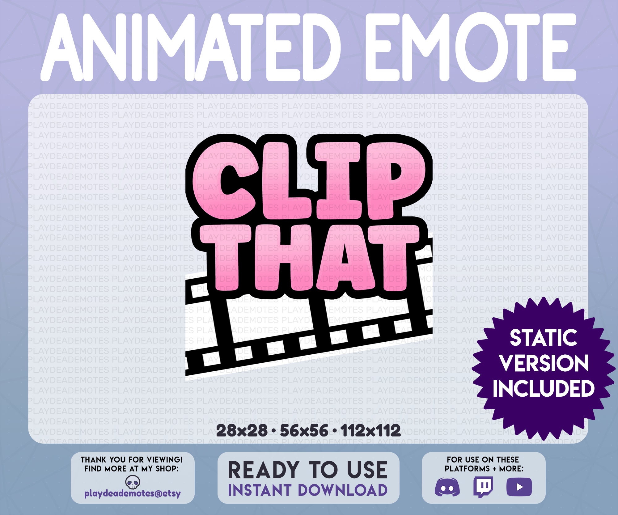 ANIMATED CLIP THAT Emote | Animated + Static Versions Included, Pastel ...
