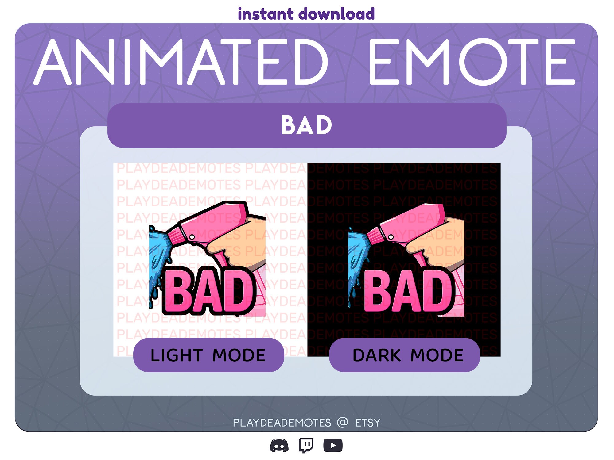 ANIMATED + STATIC Pink Spray Bottle BAD Emotes | Animated in 3 Speeds ...
