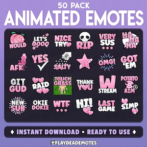 50 Animated Emotes: Soft Pastel Pink Emote Pack (animated+static ...
