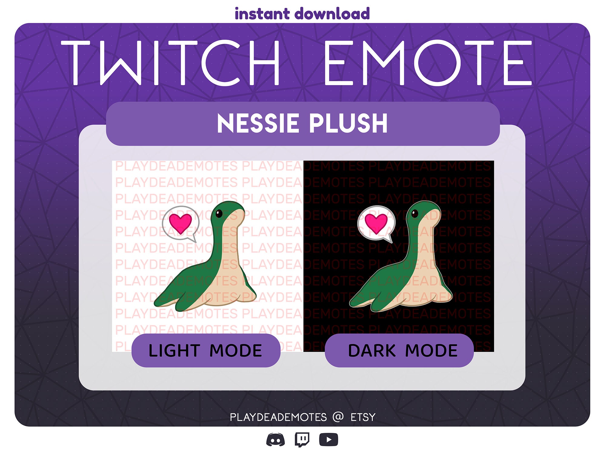 Nessie Plushie Twitch Emote | Nessie Plush With Heart Bubble Discord ...