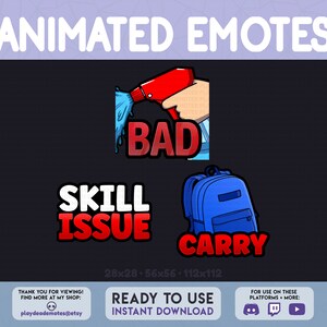 ANIMATED EMOTE 3-PACK Skill Issue, Carry, Spray Bottle Emotes Animated ...