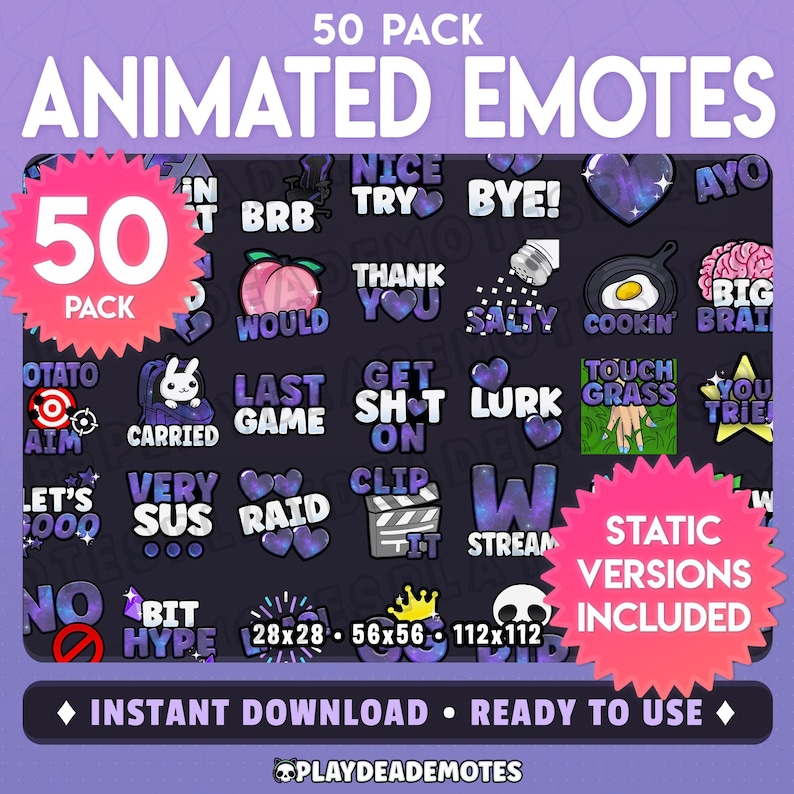 50 Galaxy Animated Emotes (animated+static) (digital Download) - Etsy
