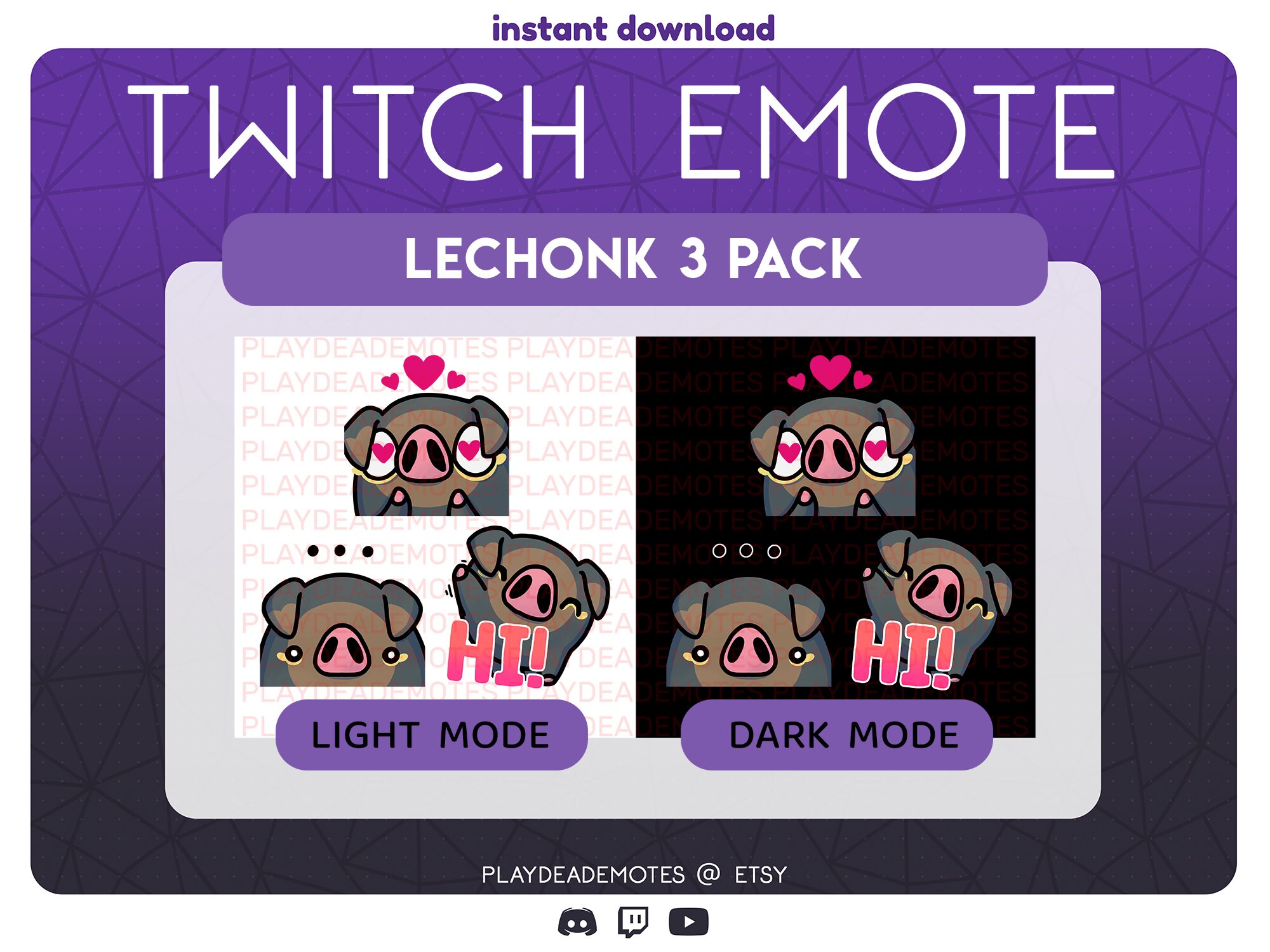 Lechonk Emote Pack | Heart, Blank Stare, and Waving HI! Emotes | 3 ...