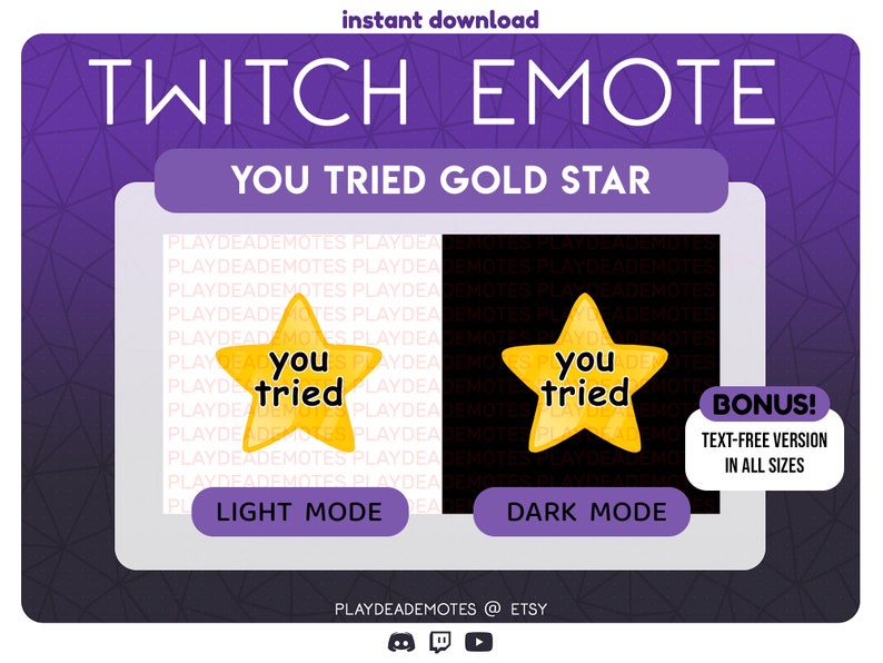 Gold Star You Tried Twitch Emote Gold Star Discord Emotes Twitch ...