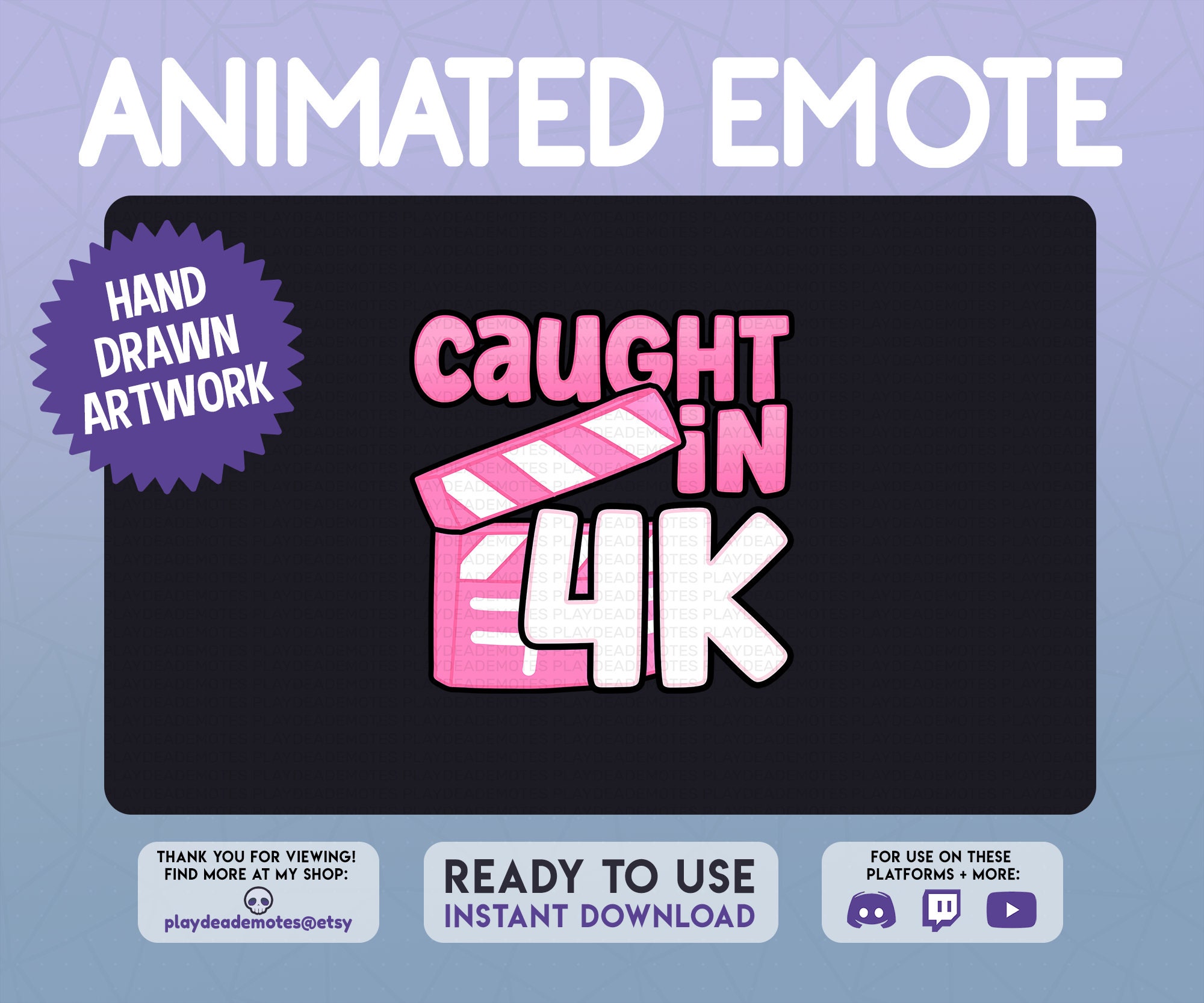 Caught in 4K Animated Emote | ANIMATED + STATIC Cute Pink 4k Emote ...