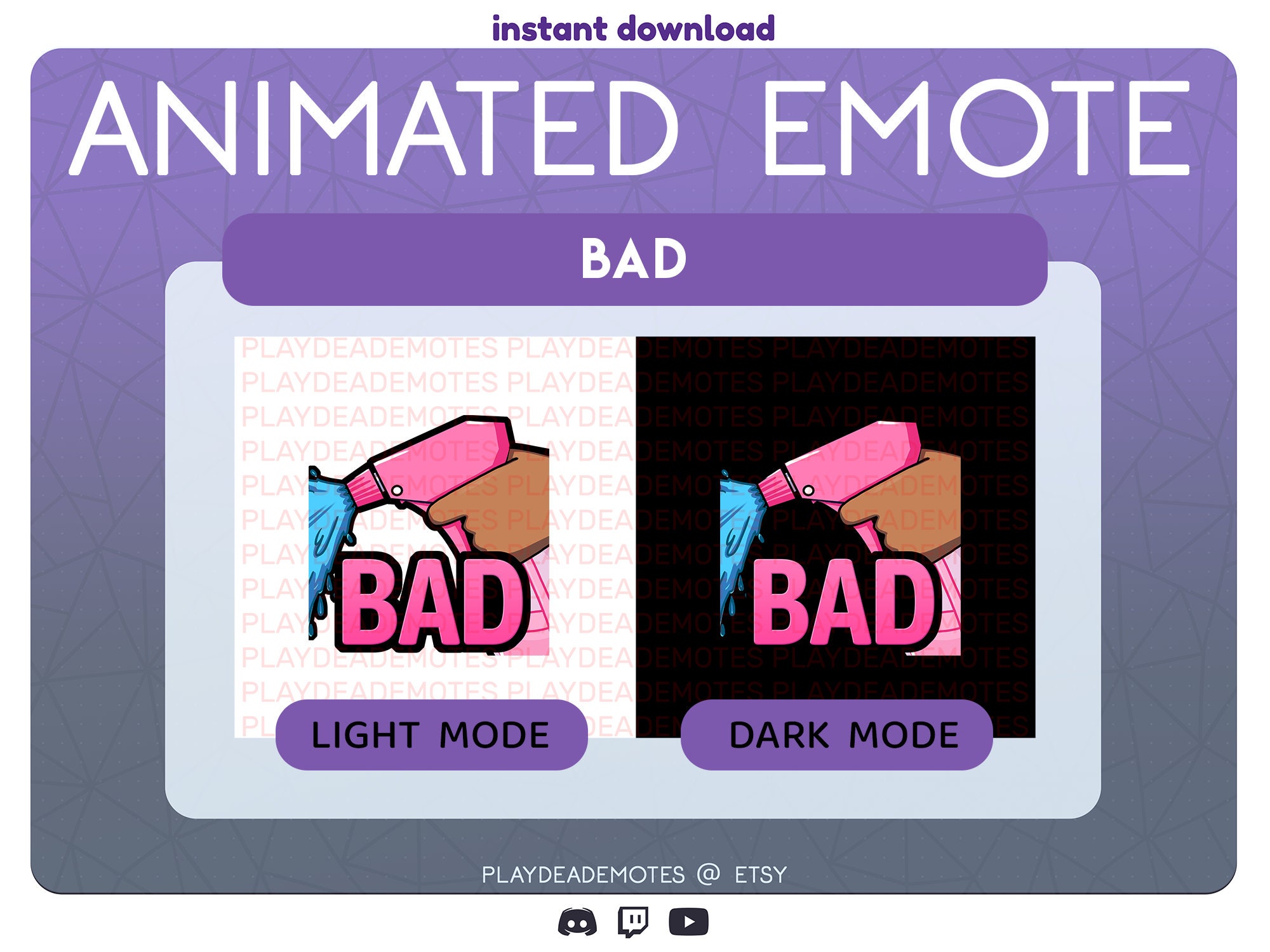 ANIMATED + STATIC Pink Spray Bottle BAD Emotes | Animated in 3 Speeds ...