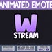 W STREAM ANIMATED EMOTE | Animated + Static Included, Pastel Purple W ...