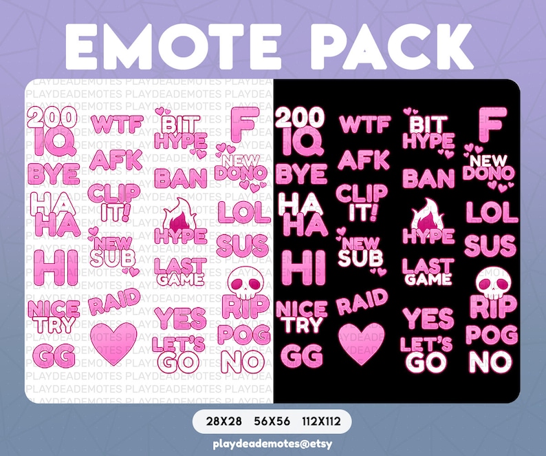 25-pack Kawaii Pink Emote Bundle 1 Cute Pink Heart Emotes 25 Unique ...