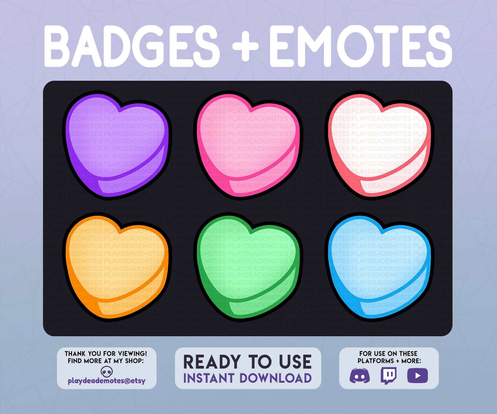 6 CANDY HEART BADGES (+ Emotes!) | Kawaii Cute Candy Heart Badges ...