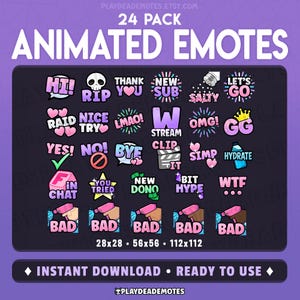 50 Animated Emotes: Soft Pastel Pink, Purple, and Blue Emote Pack ...