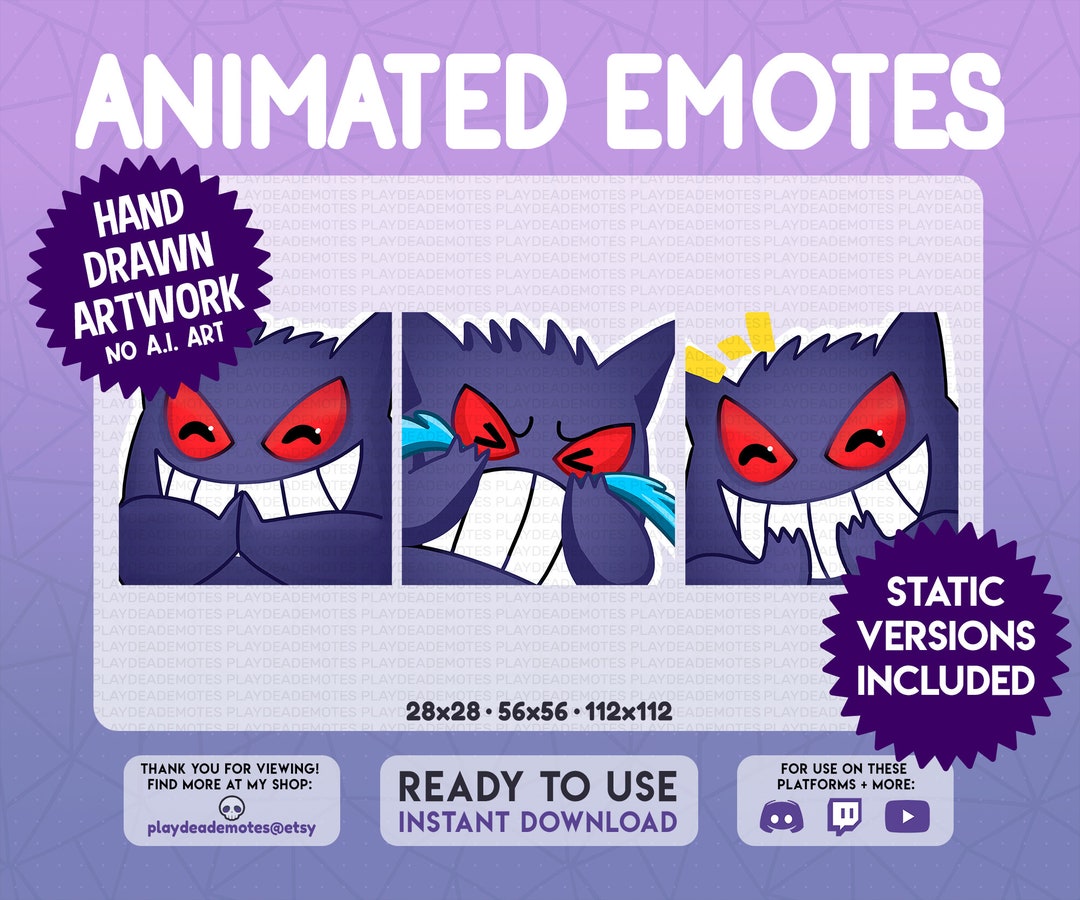 Animated Gengar Emote Pack | ANIMATED + STATIC Cute Ghost Pokemon ...