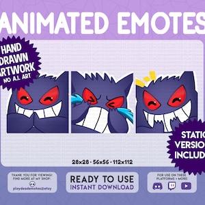 Animated Gengar Emote Pack | ANIMATED + STATIC Cute Ghost Pokemon ...