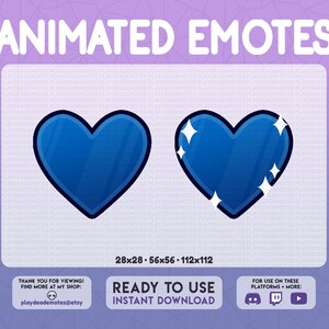 Animated Blue Heart Emotes | 2 ANIMATED + 2 STATIC Kawaii Animated Blue ...