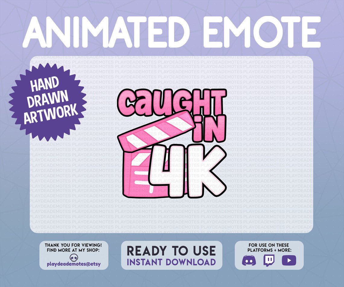 Caught in 4K Animated Emote | ANIMATED + STATIC Cute Pink 4k Emote ...
