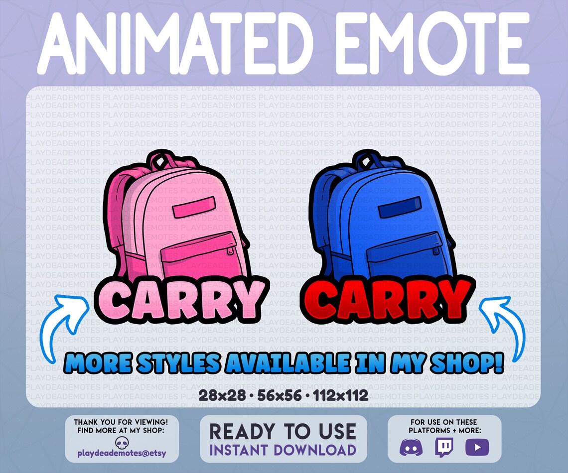 ANIMATED CARRY EMOTE Animated Static Versions Included, Pastel Pink ...