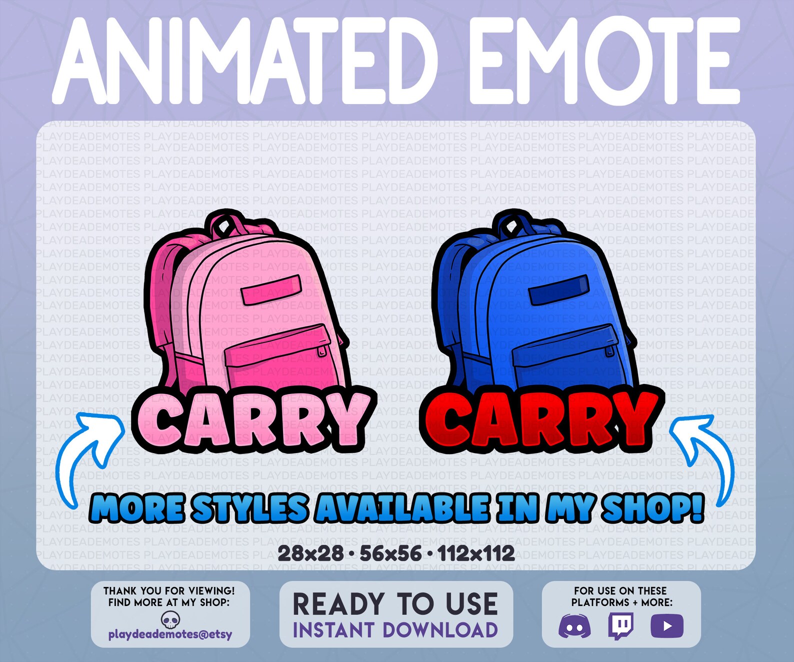 ANIMATED CARRY EMOTE | Animated + Static Versions Included, Pastel Pink ...