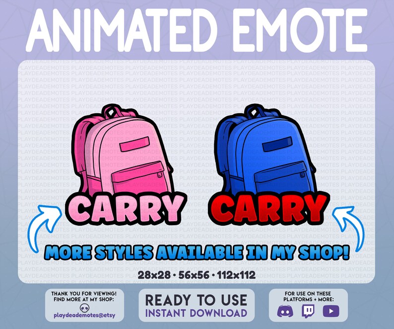 ANIMATED CARRY EMOTE Animated Static Versions Included, Pastel Pink ...