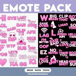50-pack Kawaii Pink Emote Bundle | Cute Pink Heart Emotes | 50 Unique ...