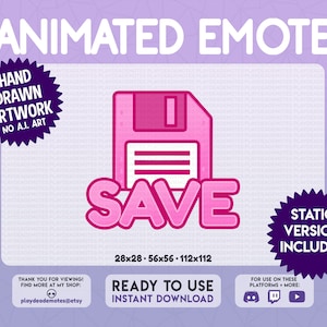 Pink SAVE Animated Emote ANIMATED STATIC Floppy Disk Save Emote Kawaii ...