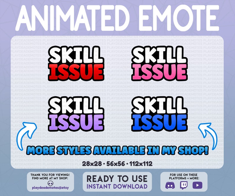SKILL ISSUE Animated Emote | Bold Funny Blue Skill Issue Emote, Vibrant Blue Animated Text Emote ...