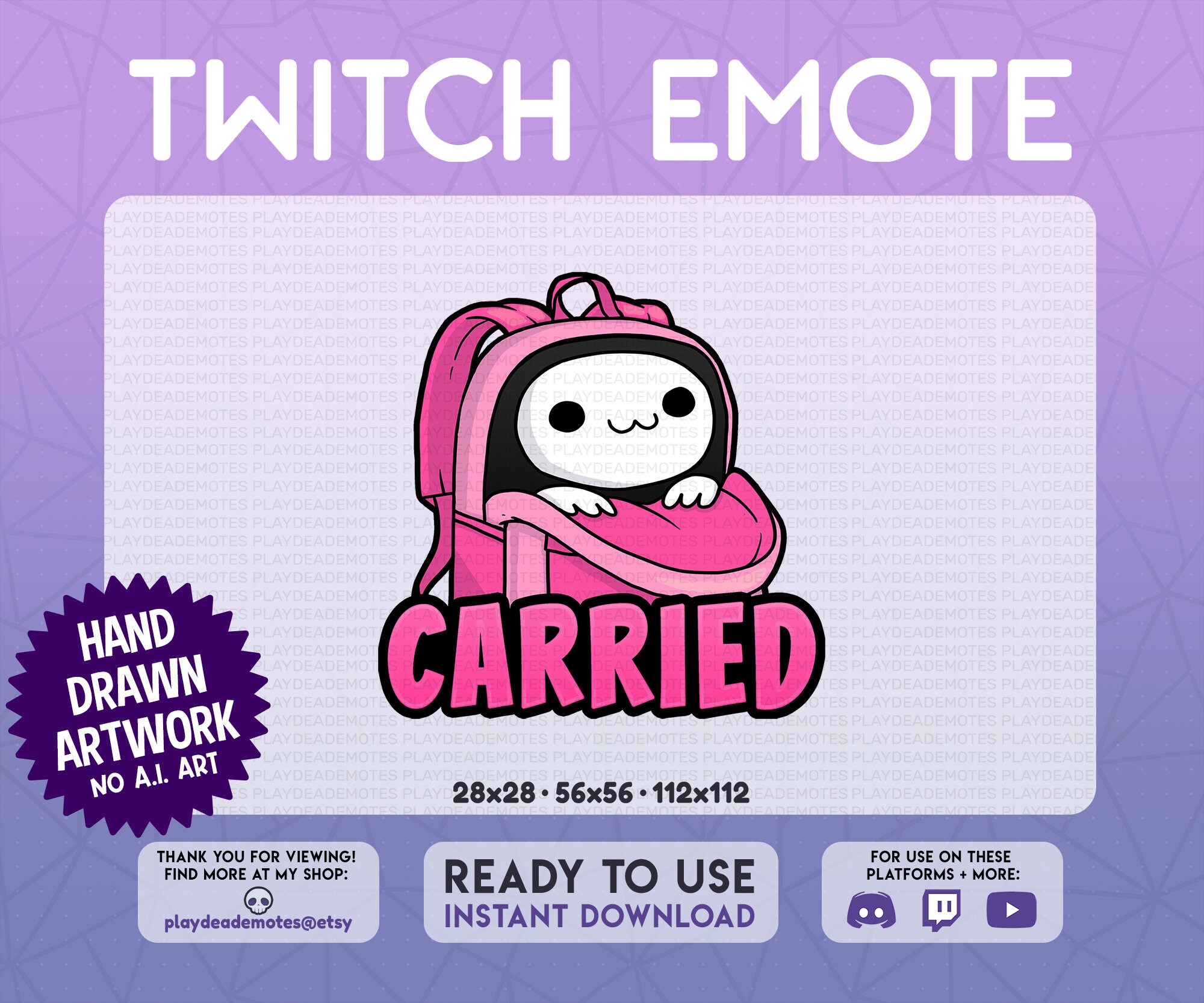 Pink CARRIED Emote | Cute Pink Carried Emote | Pink Carried Emote ...