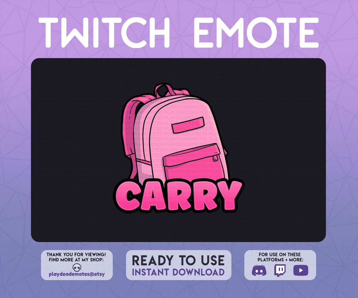 Pink CARRY Emote Cute Pink Carry Emote Pink Carry Text Emote, Backpack ...
