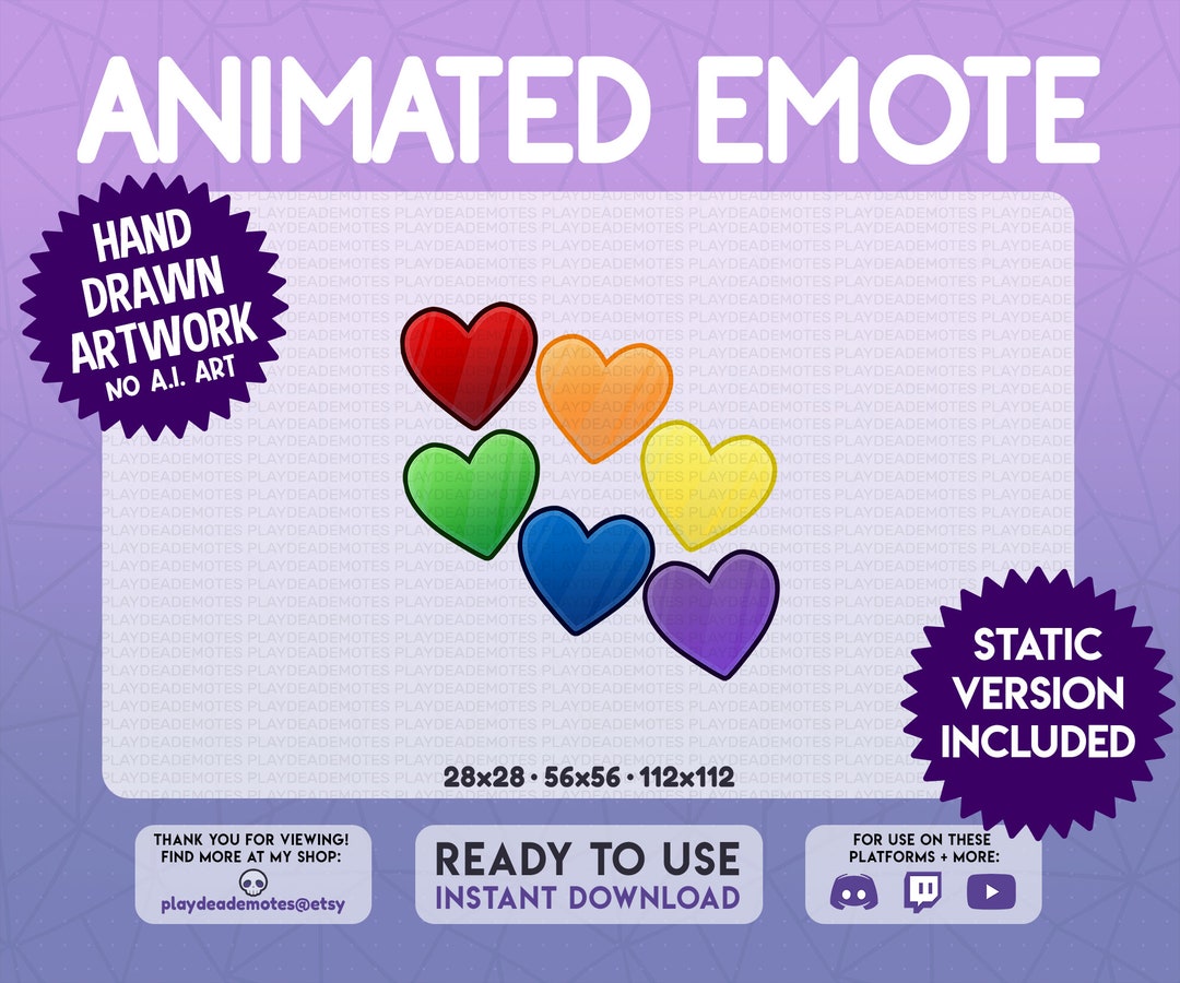 Animated Raining Hearts Emote | ANIMATED + STATIC RAINBOW Falling Heart ...