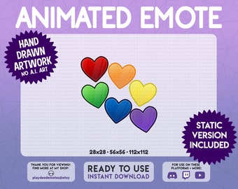 Animated Raining Heart Emote ANIMATED STATIC RAINBOW - Etsy