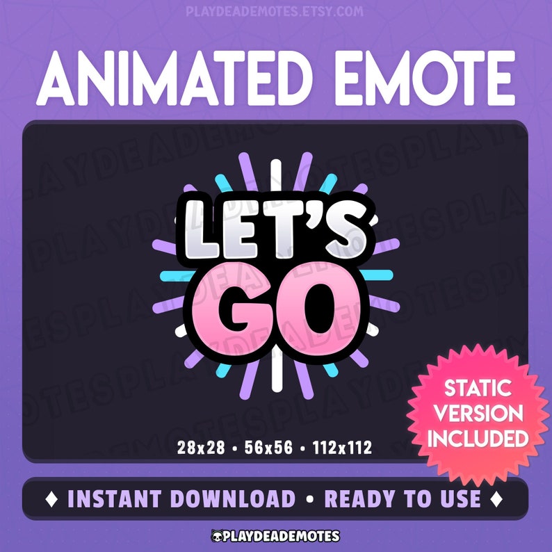 ANIMATED LETSGO EMOTE Animated Static Versions Included Pastel Pink Let ...