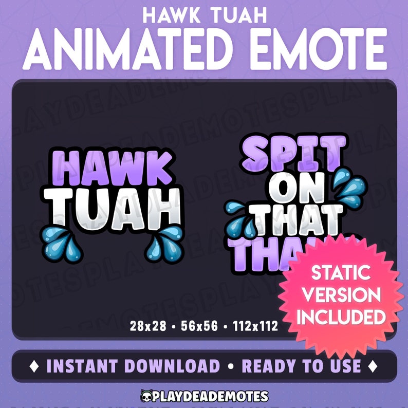 Animated HAWK TUAH Emote in Soft Pastel Purple (animated+static ...