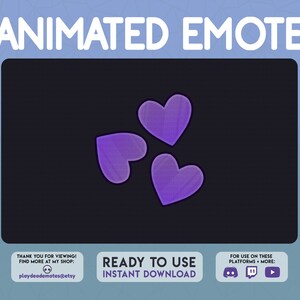 Animated Raining Heart Emote | ANIMATED + STATIC Purple Hearts Falling ...